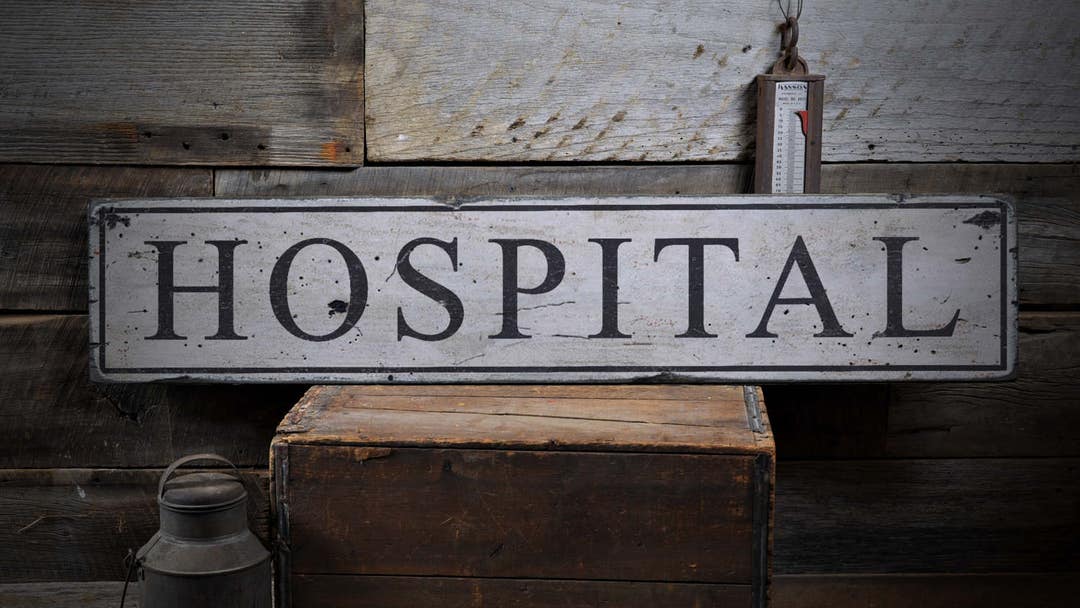 Hospital Sign, Wood Hospital Sign, Old Hospital Sign, Rustic Hospital ...