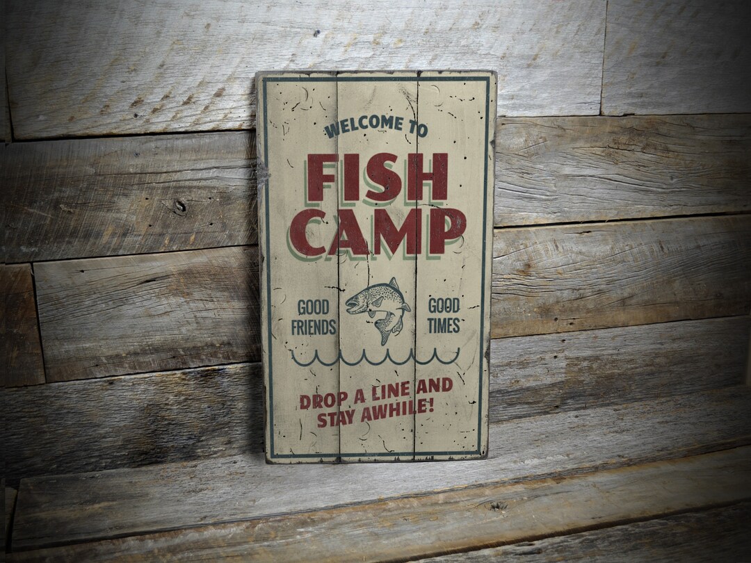 Welcome to Fish Camp Sign, Fishing Area Sign, Camping Fish Decor ...