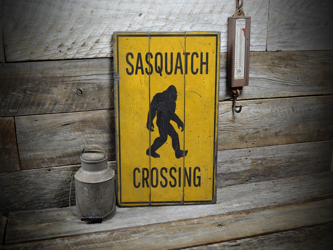 Sasquatch Sign, Crossing Sign, Street Sign, Rustic Wood Decor, Outdoor ...