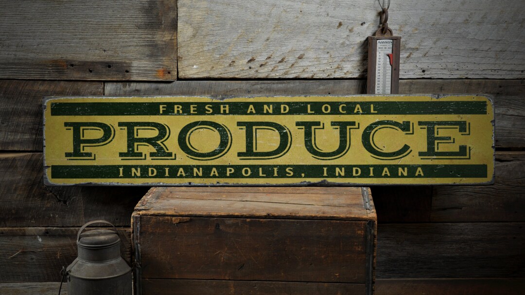 Produce Wood Sign, Custom Location Name City State Sign, Fresh & Local ...