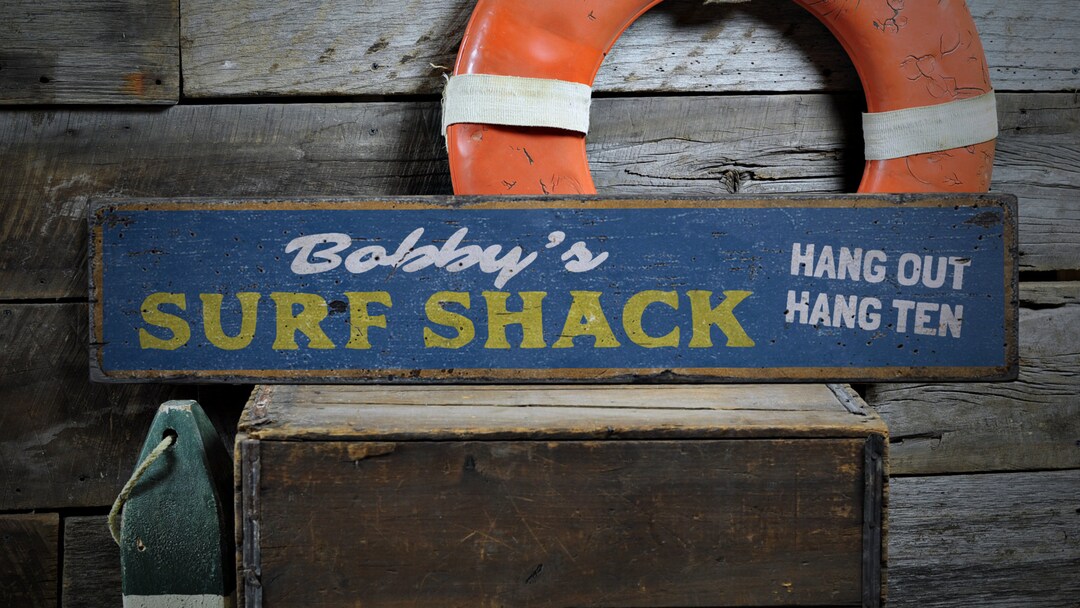 Surfing Wood Sign, Custom Surf Shack Sign, Hang 10 Sign, Surfing Decor ...