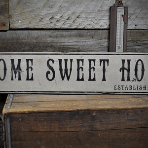 Home Sweet Home Est. Date Sign - Rustic Hand Made Vintage Wooden Sign ...