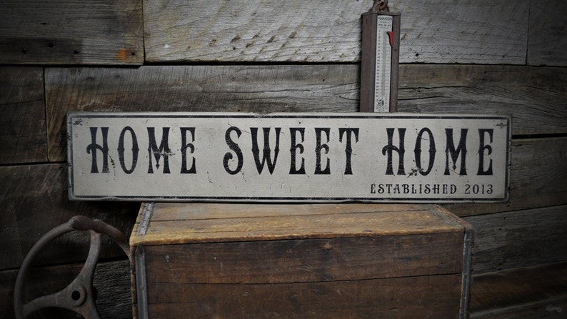 Home Sweet Home Est. Date Sign Rustic Hand Made Vintage - Etsy