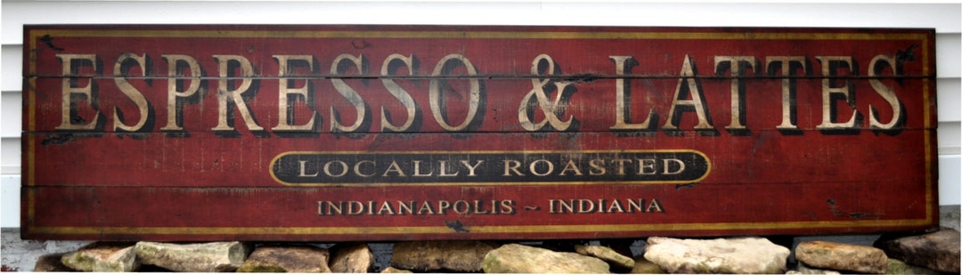 Personalized Espresso & Lattes - City Name Wood Sign - Rustic Hand Made ...