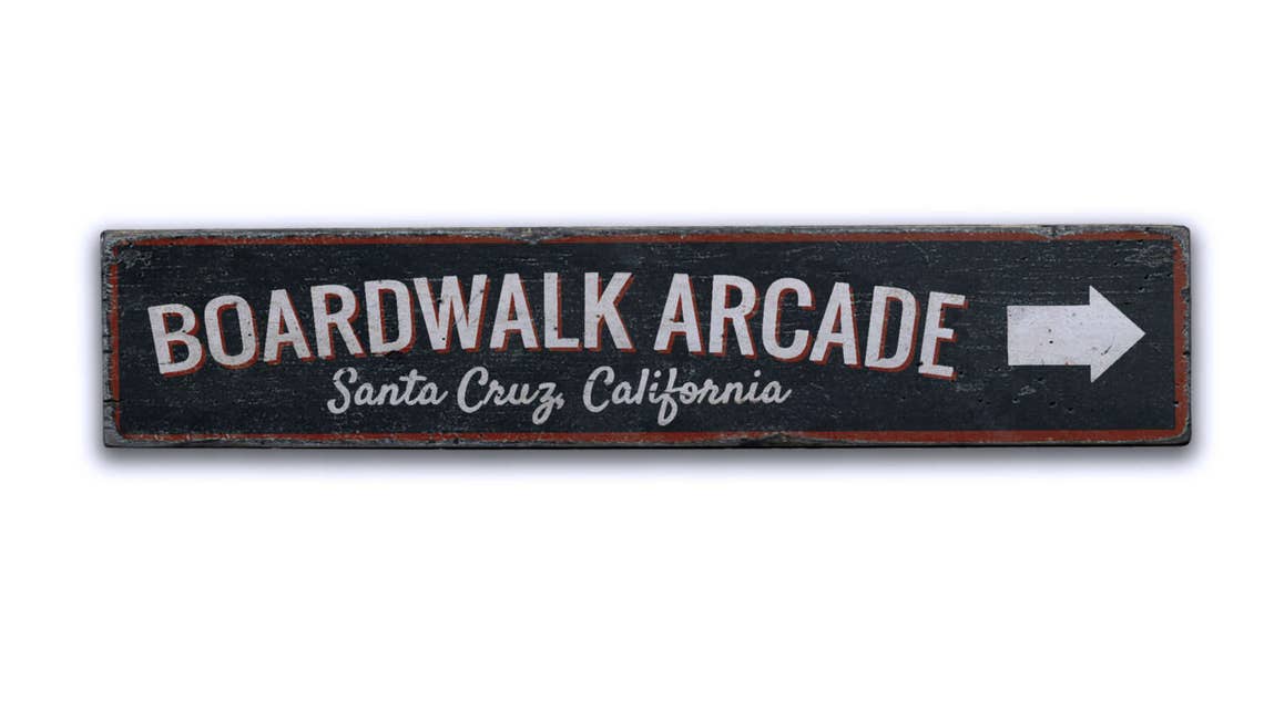 Boardwalk Arcade Sign, Arcade Arrow Sign, Beach House Custom Wood Sign ...