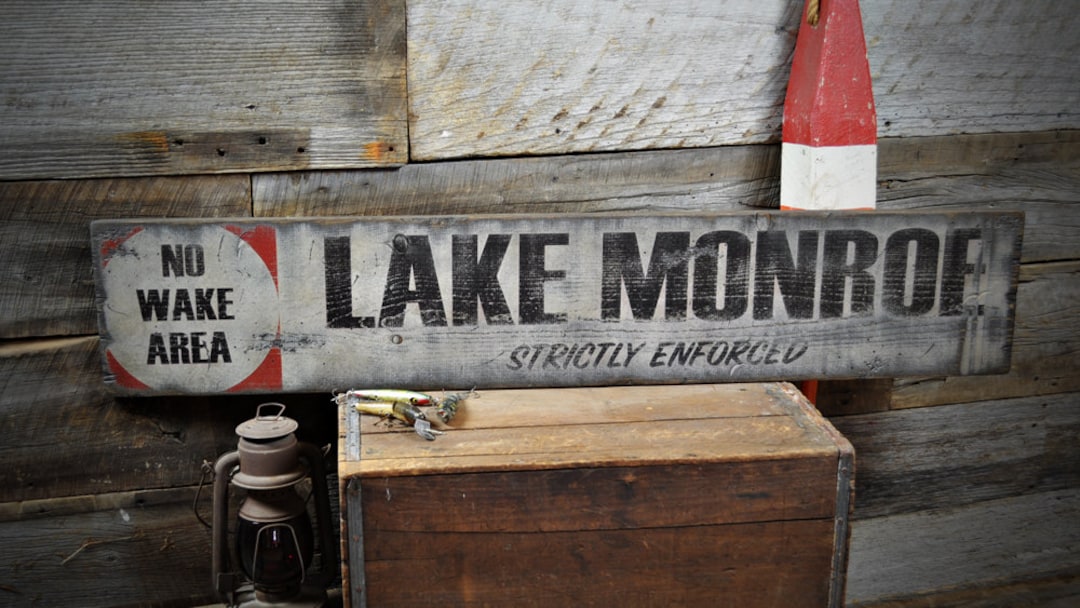 Custom No Wake Area Lake Sign - Rustic Hand Made Vintage Wooden Sign ...