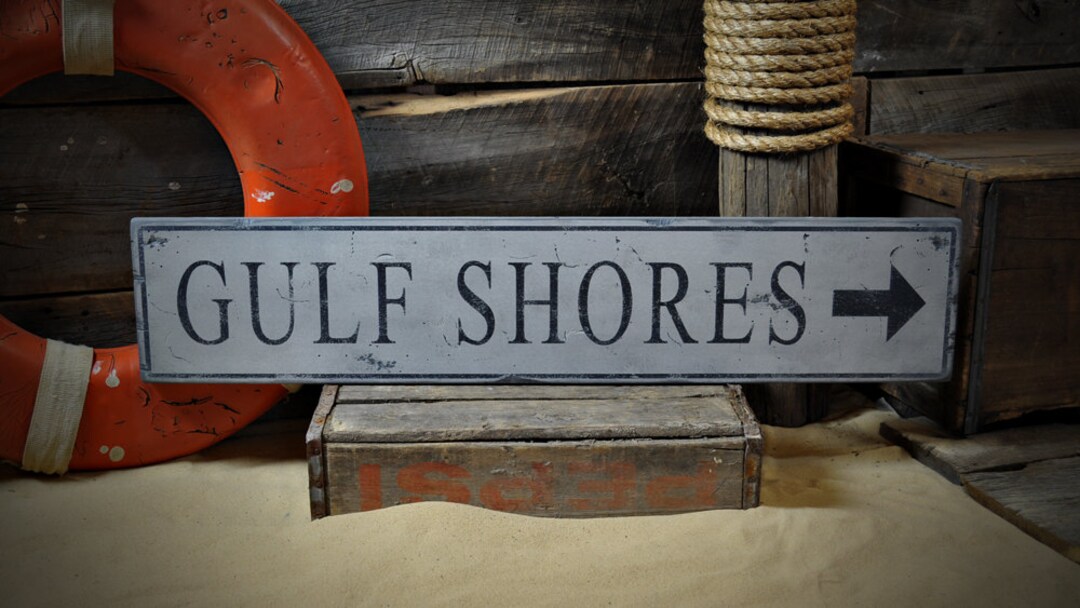 Custom Gulf Shores Arrow Sign - Rustic Hand Made Vintage Wooden Sign ...