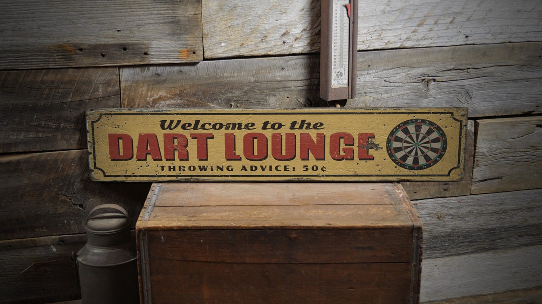 The Dart Lounge Sign, Dart Room Wood Sign, Dart Board Sign, Game Room ...