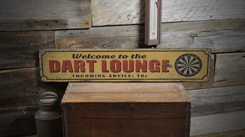 The Dart Lounge Sign, Dart Room Wood Sign, Dart Board Sign, Game Room ...