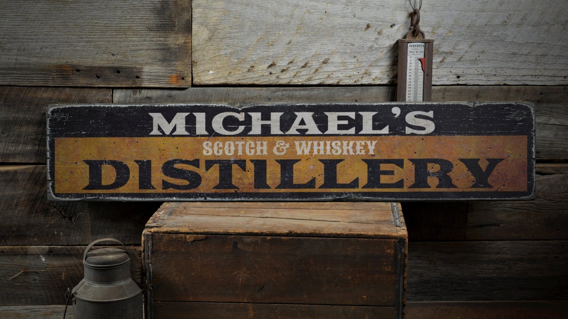 Scotch & Whiskey Distillery Wood Sign Custom Distiller Bar - Etsy