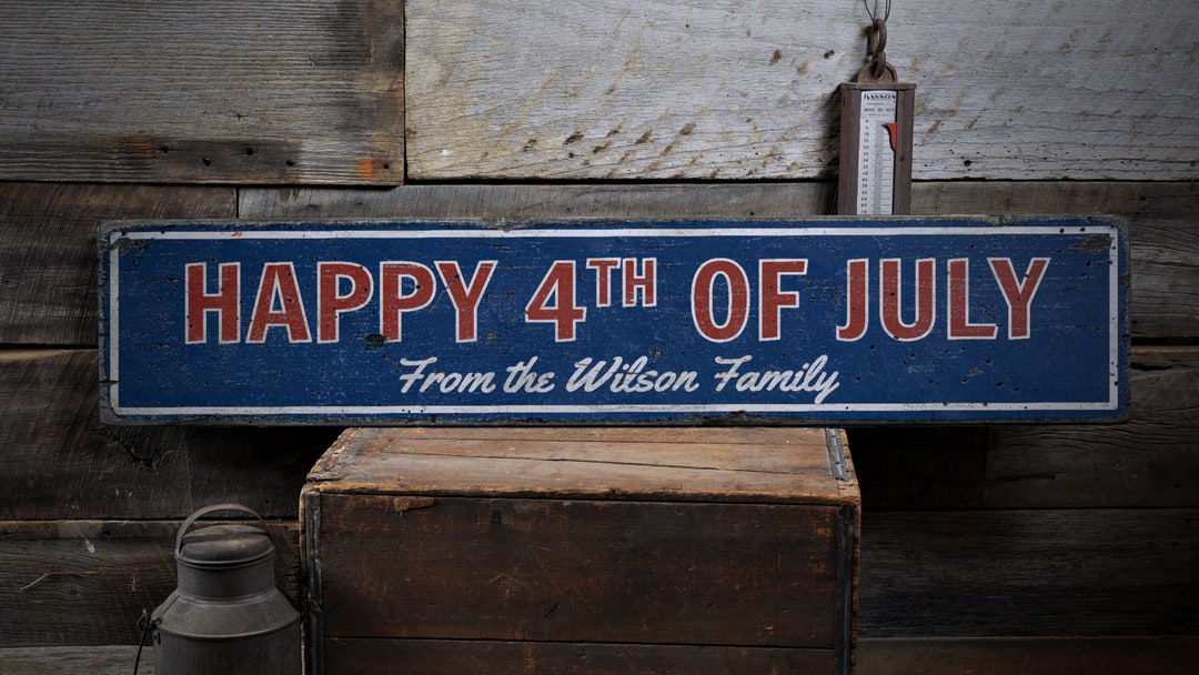 Happy 4th of July Sign, Vintage 4th of July Decor, American Decor ...