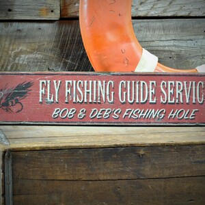 Custom Fly Fishing Guide Service Sign - Rustic Hand Made Vintage Wooden ...