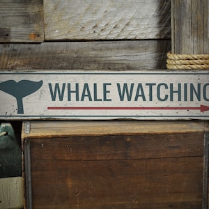 Whale Watching Sign, Whale Lovers Here, Old Wooden Whale Sign, Wood ...