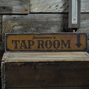 Tap Room Bar Sign, Personalized Bartender Name Sign, Distressed Bar ...