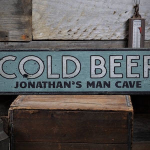 Cold Beer Sign, Rustic Beer Sign, Beer Lover Gift, Man Cave Sign ...