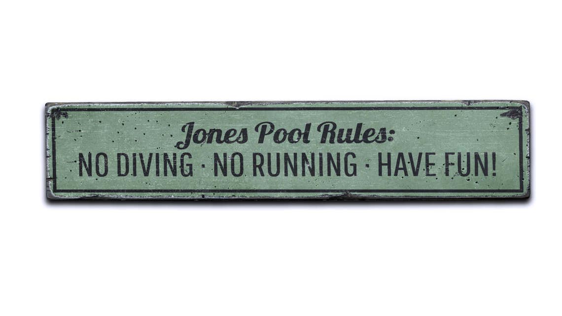 Pool Rules Sign, Custom Wood Sign for Pool, No Diving Sign, Swimming ...
