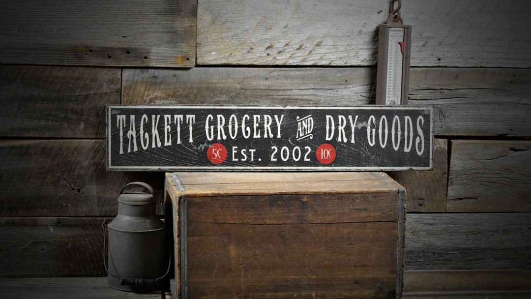 Custom Grocery & Dry Goods Sign - Rustic Hand Made Vintage Wooden - Etsy