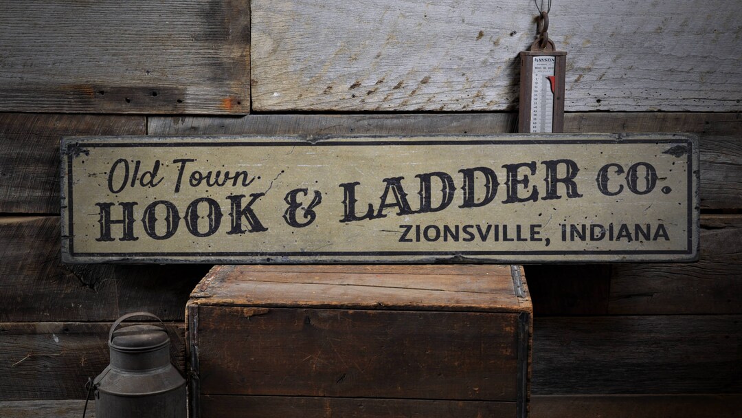 Hook Ladder Sign, Hook and Ladder Sign, Custom Firehouse Sign, Old Town ...