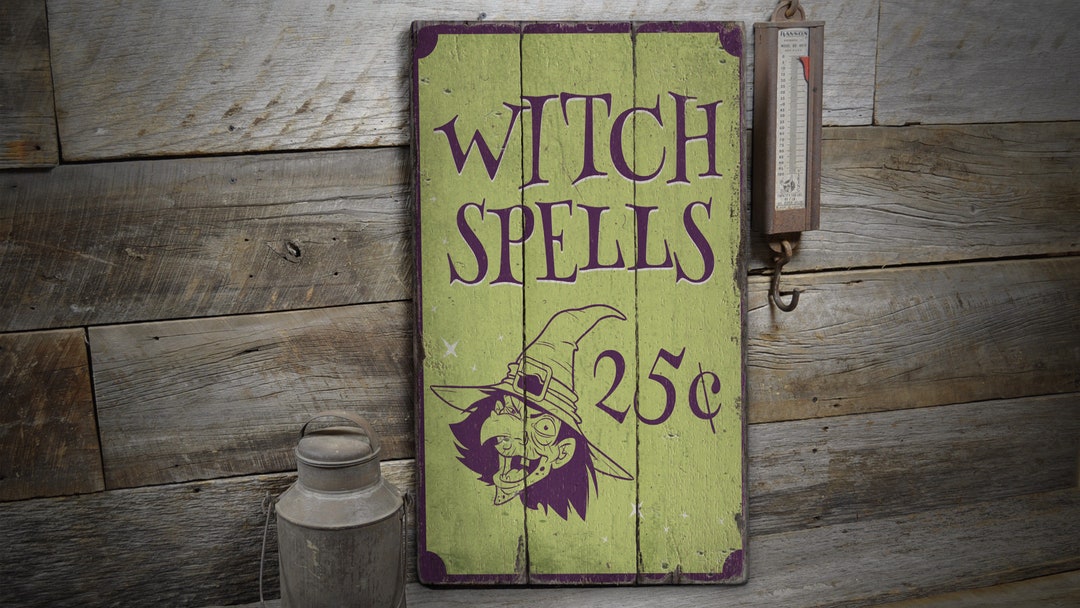 Witch Spells Sign, Witch Spells Here Sign, Wood Scary Sign, Wood ...