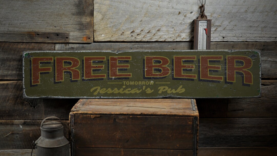 Free Beer Tomorrow Wood Sign, Personalized Pub Owner Name Gift, Custom ...