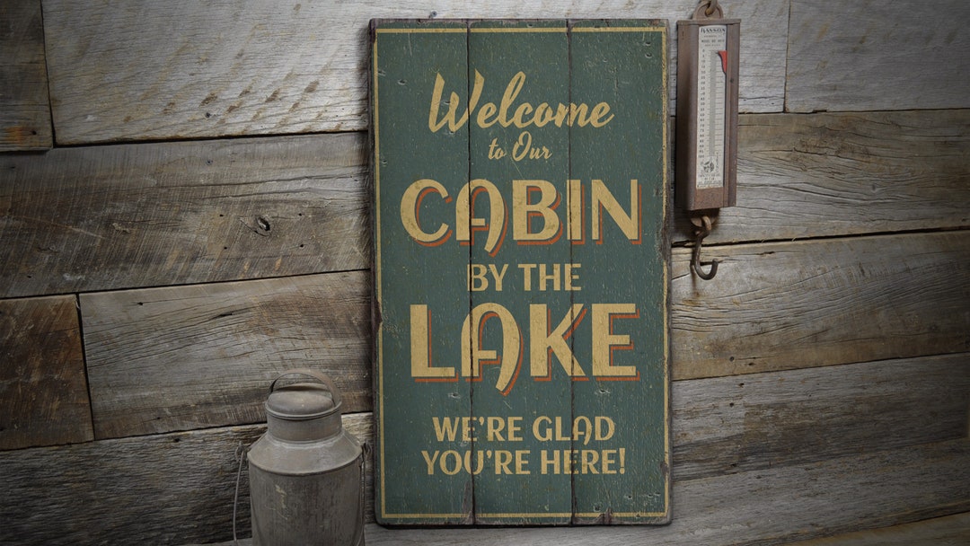 Cabin Lake Sign, Wood Cabin Lakes Sign, Wood Lake Gift Sign, Lake Decor ...