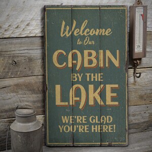 Cabin Lake Sign, Wood Cabin Lakes Sign, Wood Lake Gift Sign, Lake Decor ...