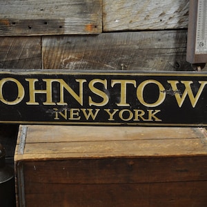Personalized City and State Wood Sign- Rustic Hand Made Vintage Wooden ...