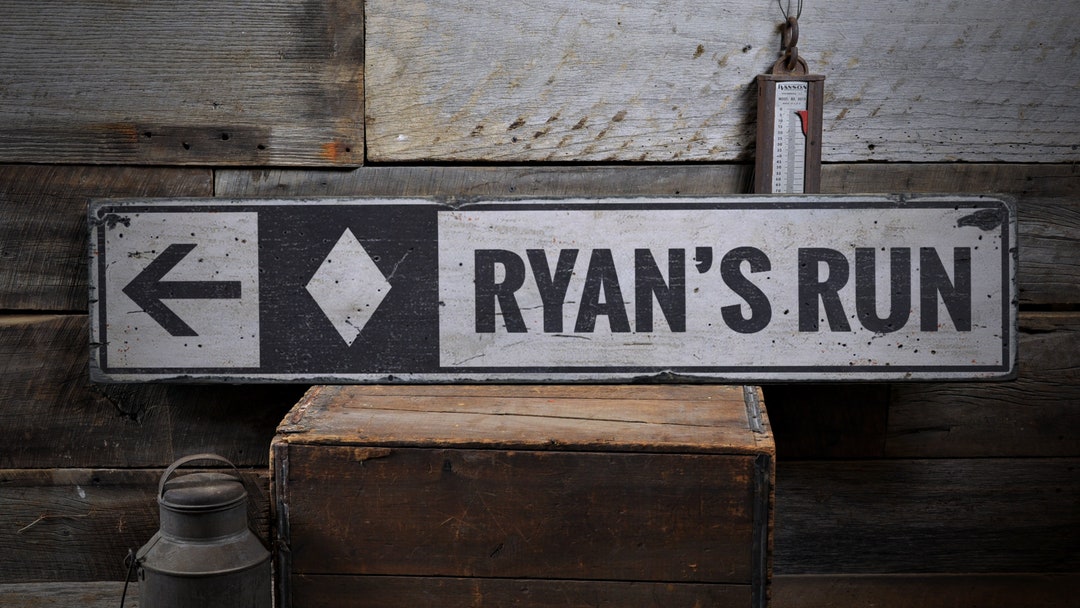 Ski Run Wood Sign, Diamond Ski Sign, Custom Ski Run Sign, Ski Arrow ...