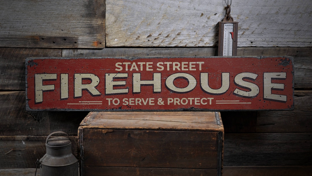 Firehouse Sign, Firehouse Decor, Wood Fireman Gift, Custom Fire Station ...