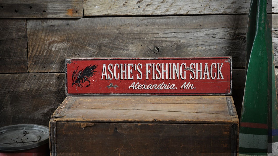 Custom Fishing Shack City State Sign, Fishing Shacks, Wooden Fishing ...