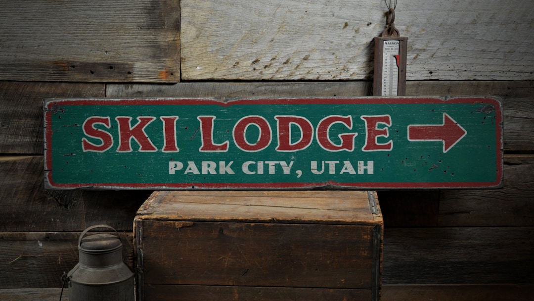 Ski Lodge Arrow Wood Sign, Personalized Ski Resort Location City State ...