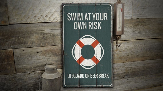 Swimming Wood Sign Swim Risk Sign Pool Swimming Decor Gift | Etsy