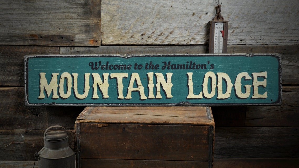 Family Mountain Lodge Wood Sign Personalized Welcome Last | Etsy