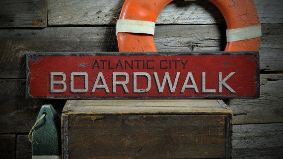 Custom Atlantic City Boardwalk Sign Rustic Hand Made Vintage | Etsy