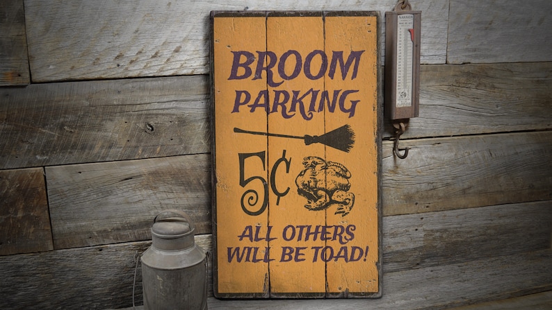 Broom Parking Sign Broom Antique Sign Wooden Broom Park | Etsy