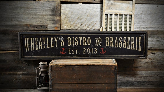 Custom Bistro & Brasserie Sign Rustic Hand Made Vintage | Etsy