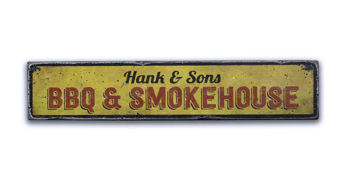BBQ & Smokehouse Sign, Family BBQ Sign, Barbeque Restaurant Custom Wood ...