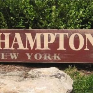 The Hamptons, New York Directional Wood Sign - Rustic Hand Made Vintage ...