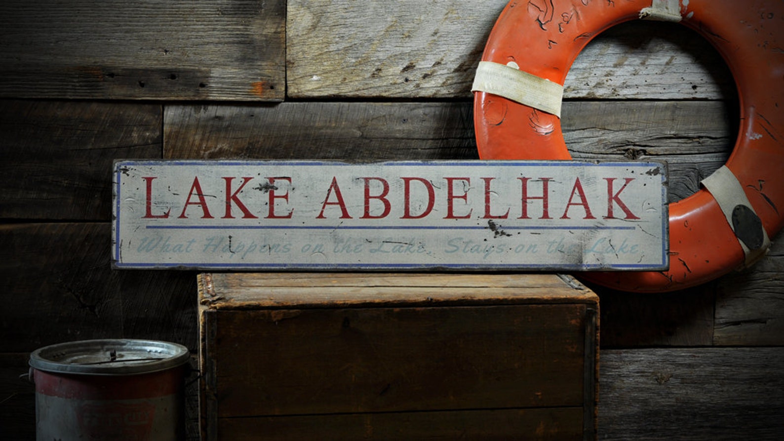 Custom What Happens on Lake Sign - Rustic Hand Made Vintage Wooden Sign ...