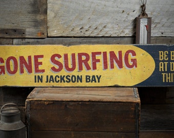 Gone Surfing Sign Surf Surfer Signs Beach Decor Gift - Etsy