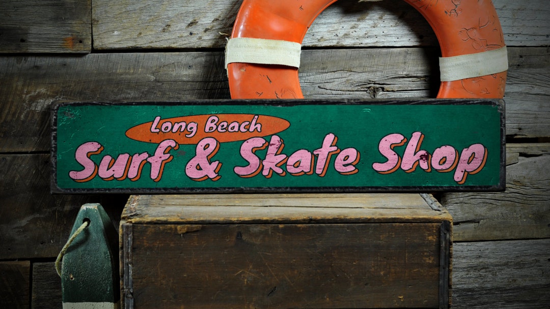 Custom Surfing Sign & Skate Shop City Surfer Sign- Surfing Wall Decor ...