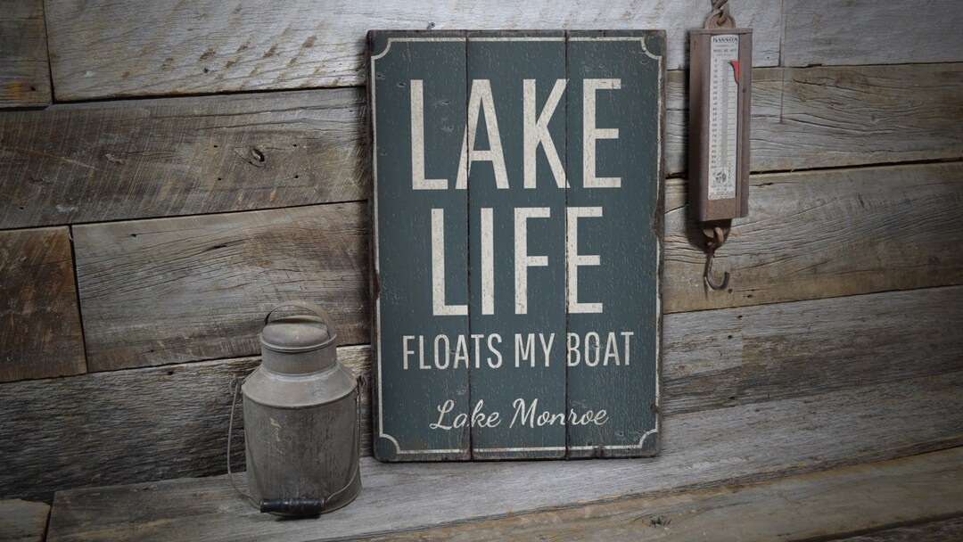 Lake Life Sign, Old Home Lake Sign, Lake Shop Decor, Wooden Lake, Wood ...