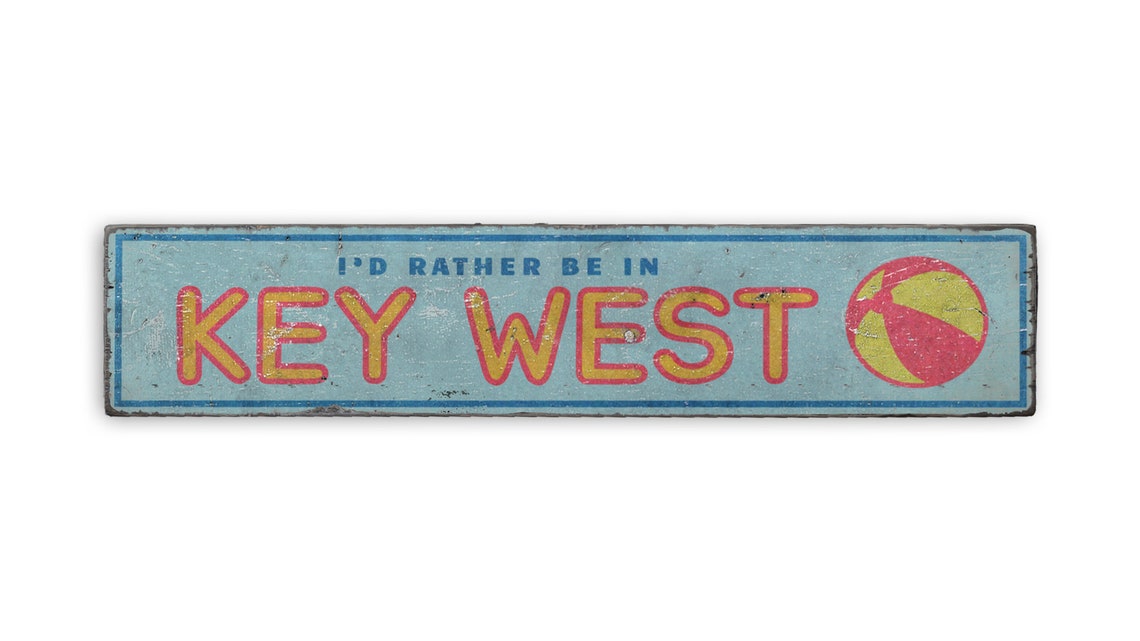 Key West Sign, Florida Beach Sign, Beach House Decor, Location Sign ...
