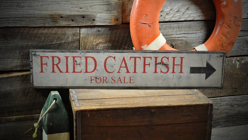 Fried Catfish for Sale Arrow Sign Catfish Eating Decorations - Etsy