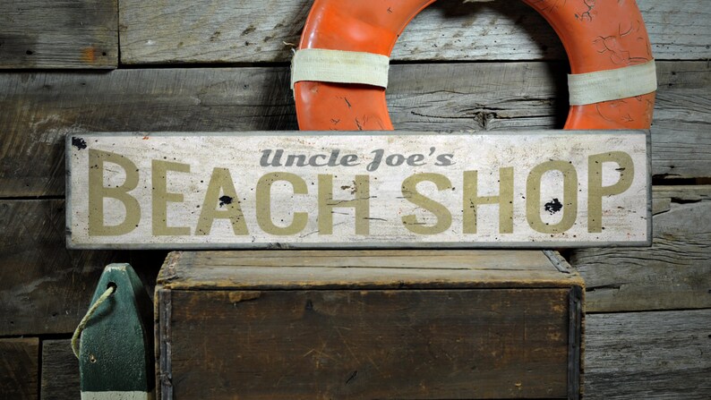 Beach Shop Sign Custom Beach Sign Distressed Ocean Decor | Etsy