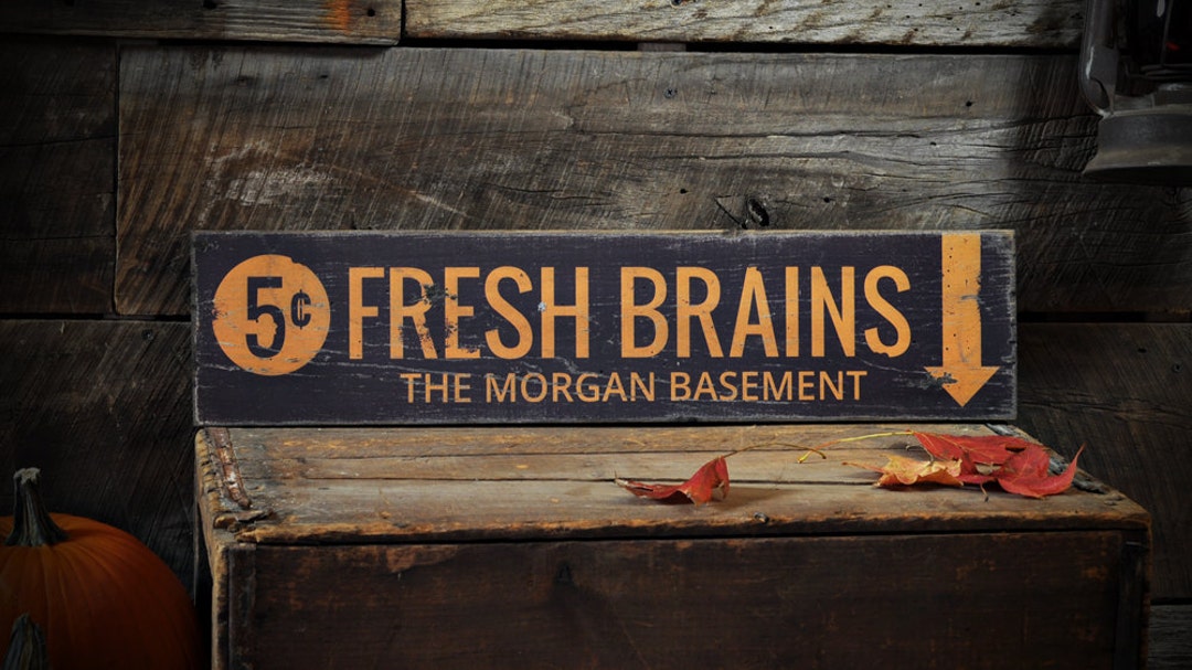 Fresh Brains Sign, Rustic Halloween Wood Decor - Etsy