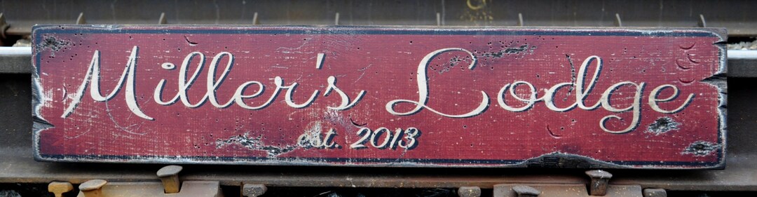 Personalized Lodge Established Date Wood Sign Rustic Hand Made Vintage ...