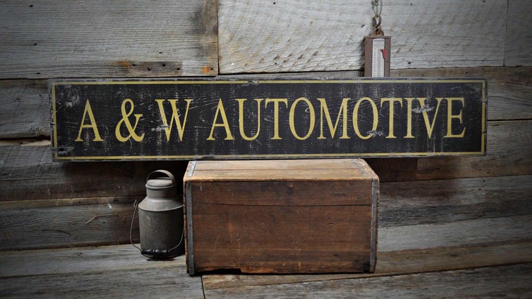 Custom Automotive Auto Shop Sign - Rustic Hand Made Vintage Wooden Sign ...