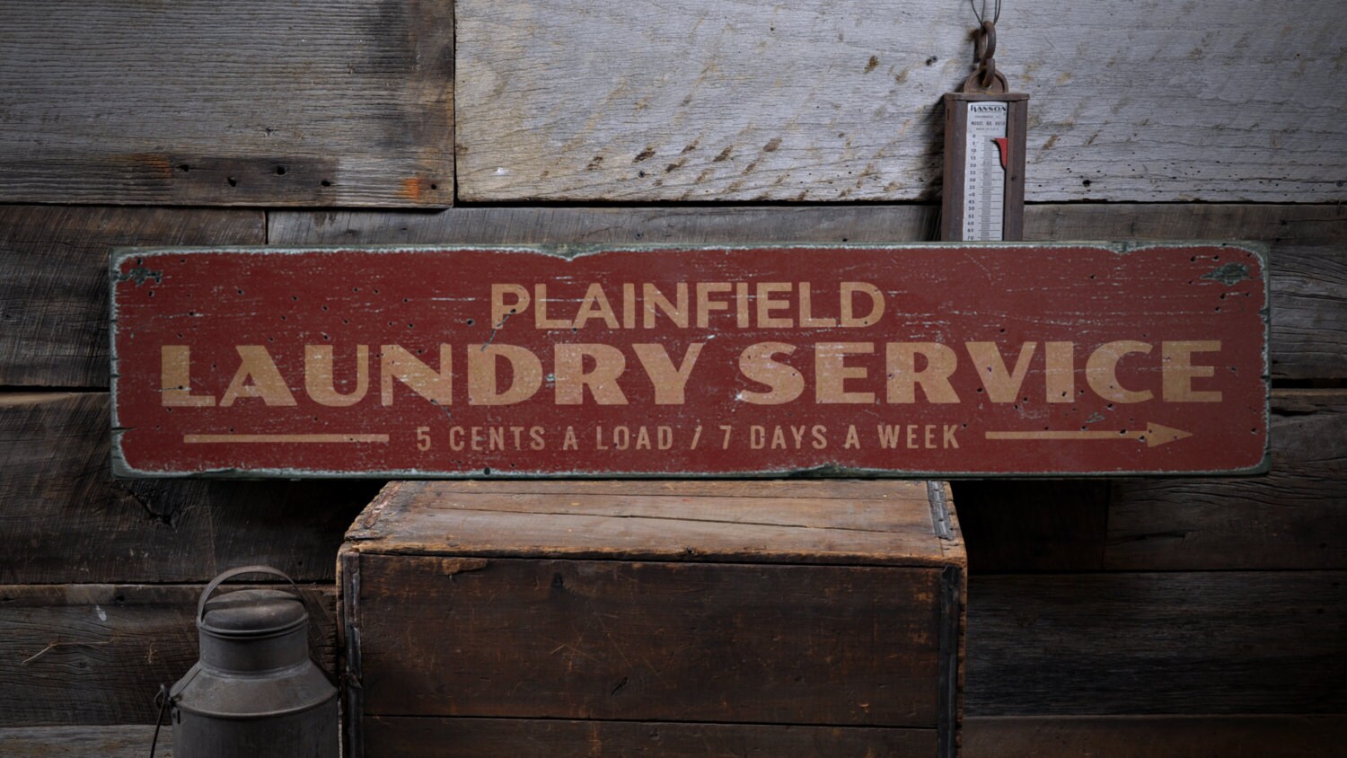 City Laundry Service Arrow Wood Sign, Custom 5 Cent Load 7 Days A Week ...