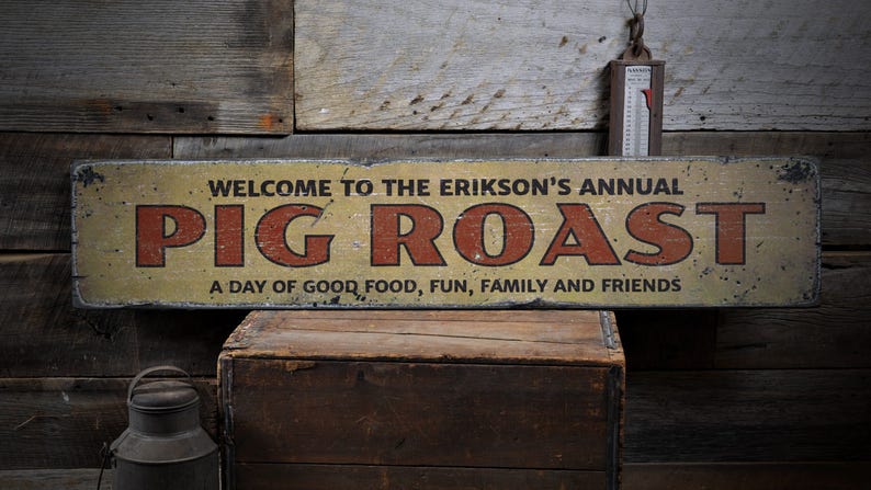 Pig Roast Sign Annual Party Sign Custom Party Sign Grill | Etsy